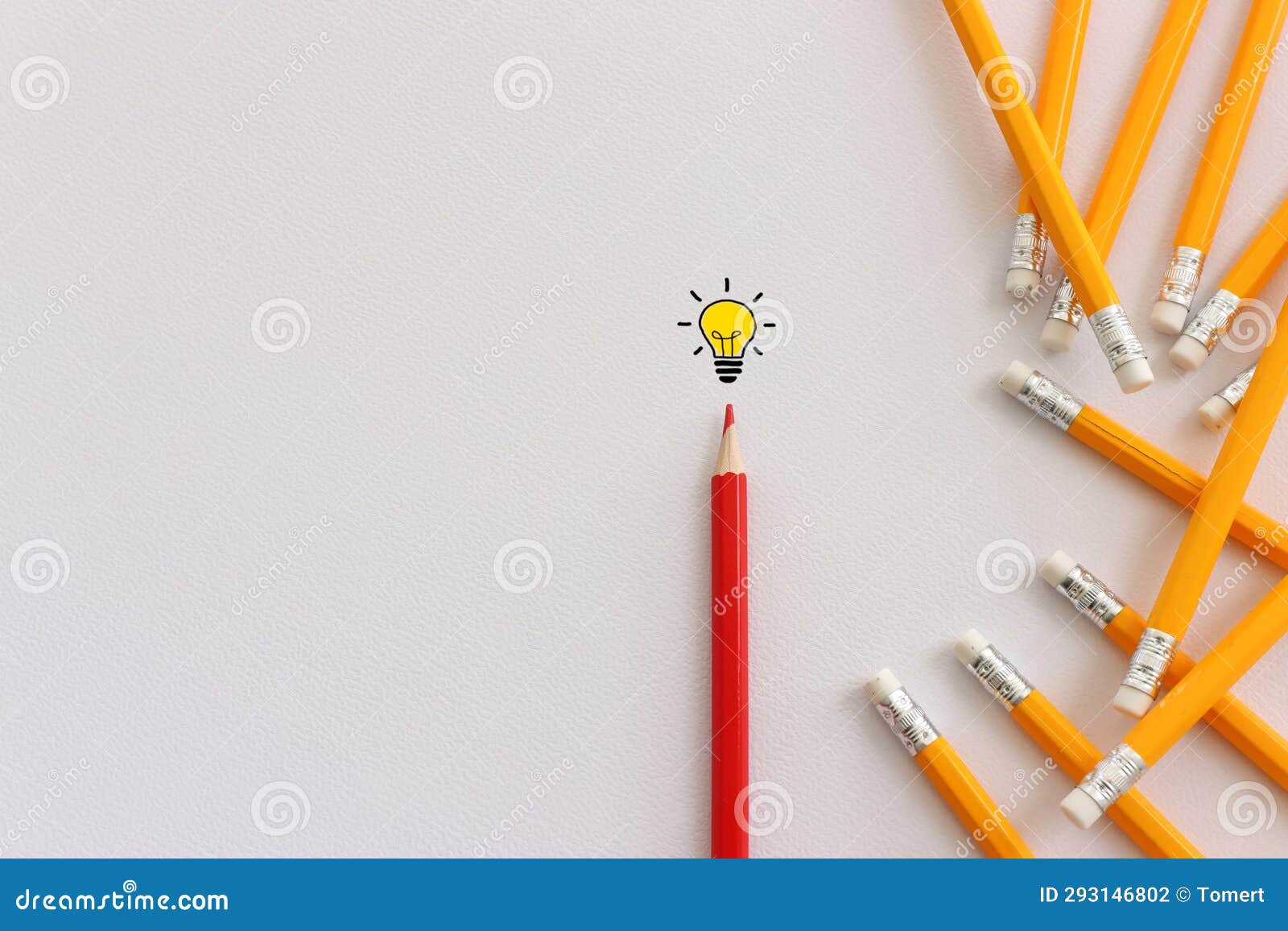 Bright Light Bulb and Pencils on Textured Paper Concept Image Stock ...