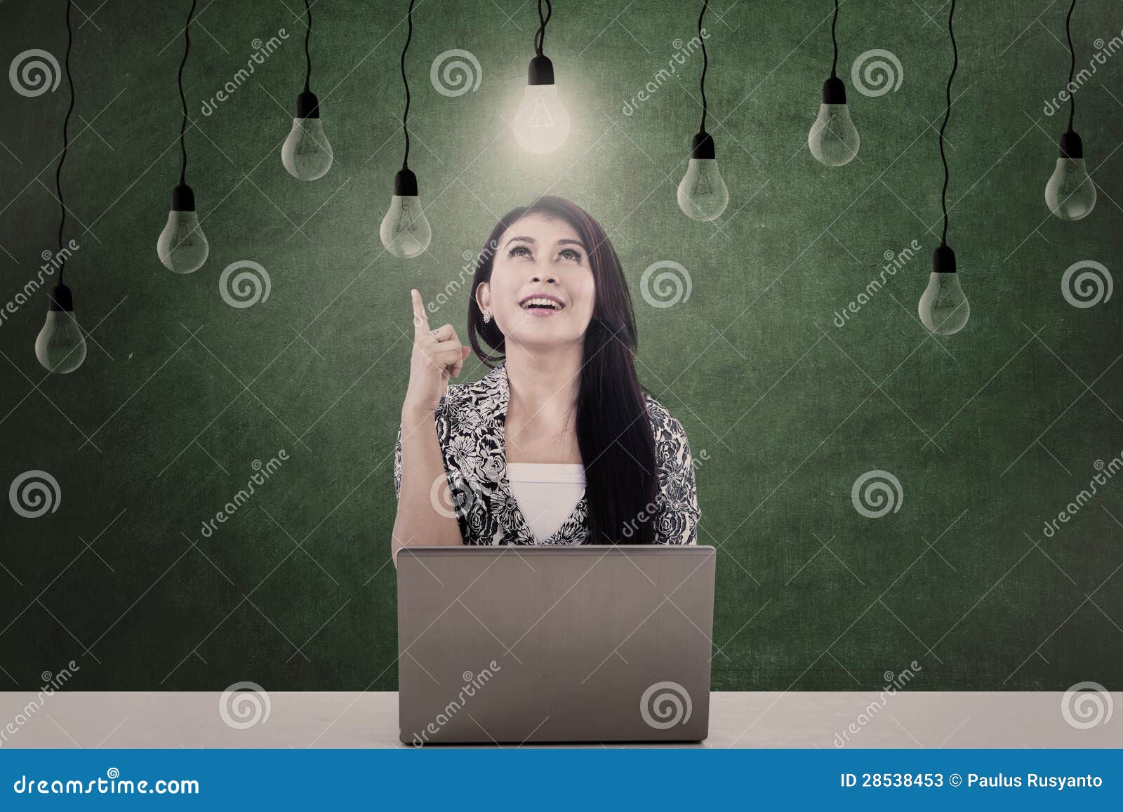 Bright Light Bulb and Woman Stock Image - Image of executive ...