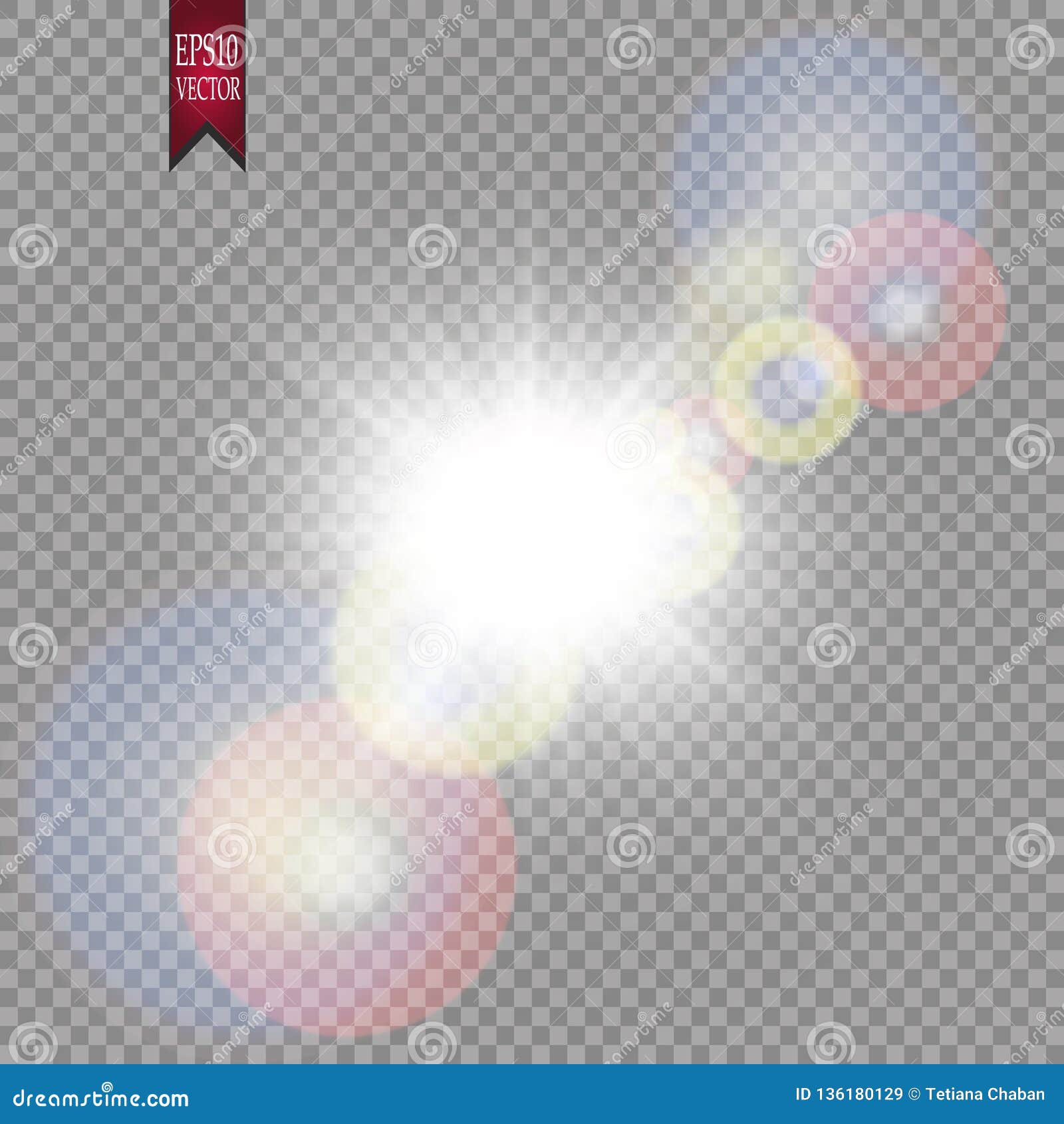 Bright Light Effect With Multi-colored Highlights. Iridescent Flare ...