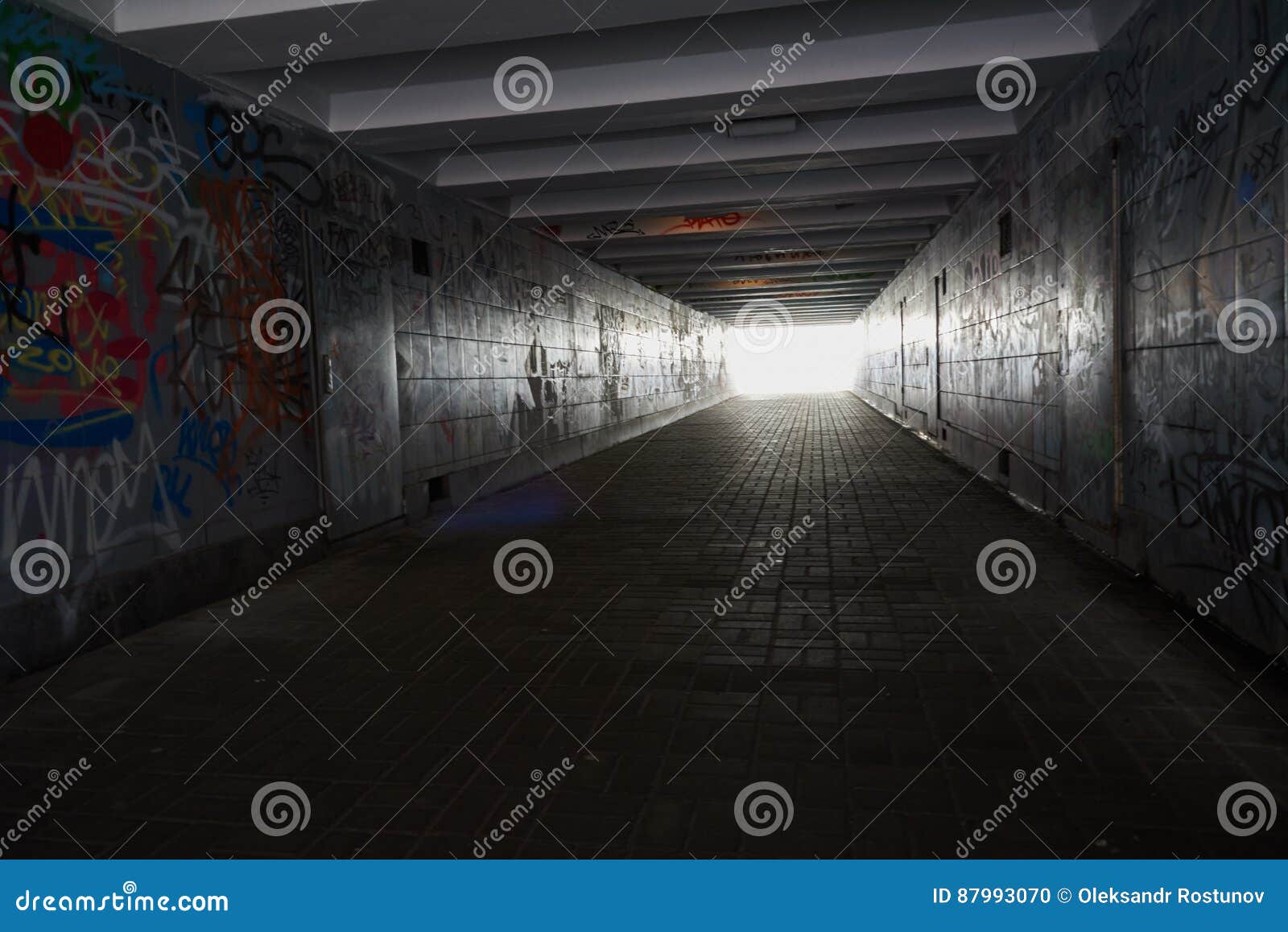 Bright Light at the End of the Underground Passage Stock Photo - Image ...