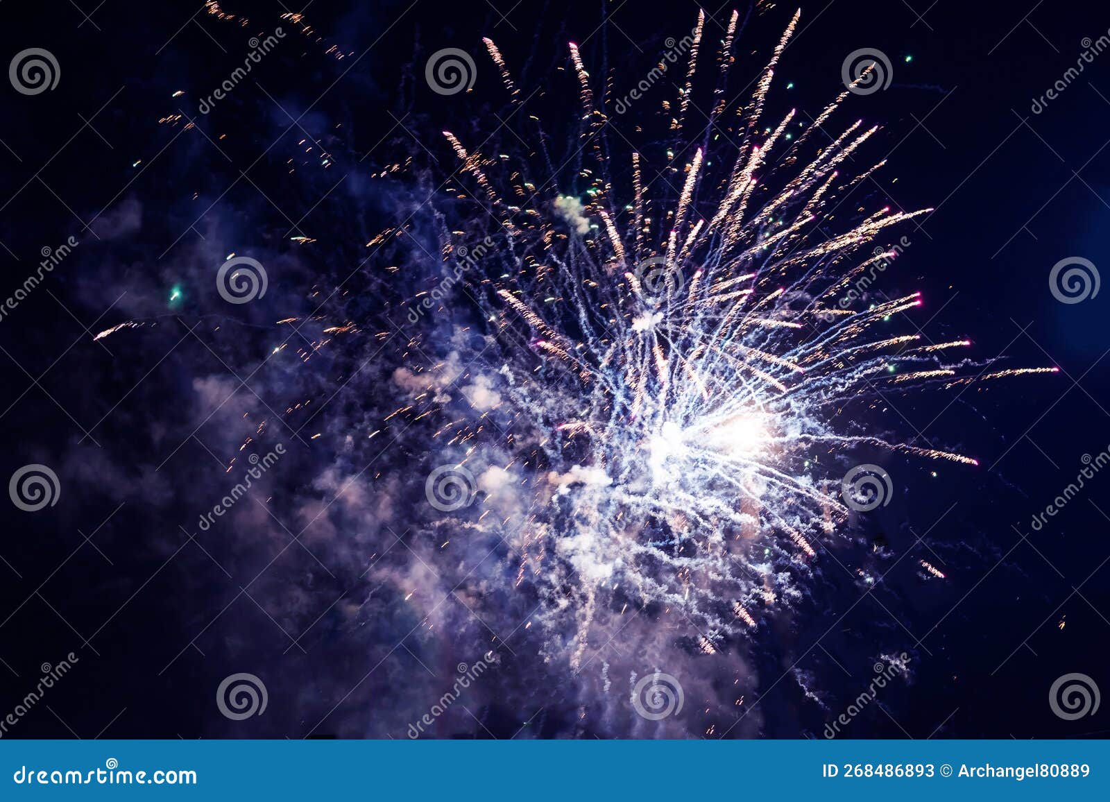 Bright Light Flash of Fireworks, Against the Background of the Night ...