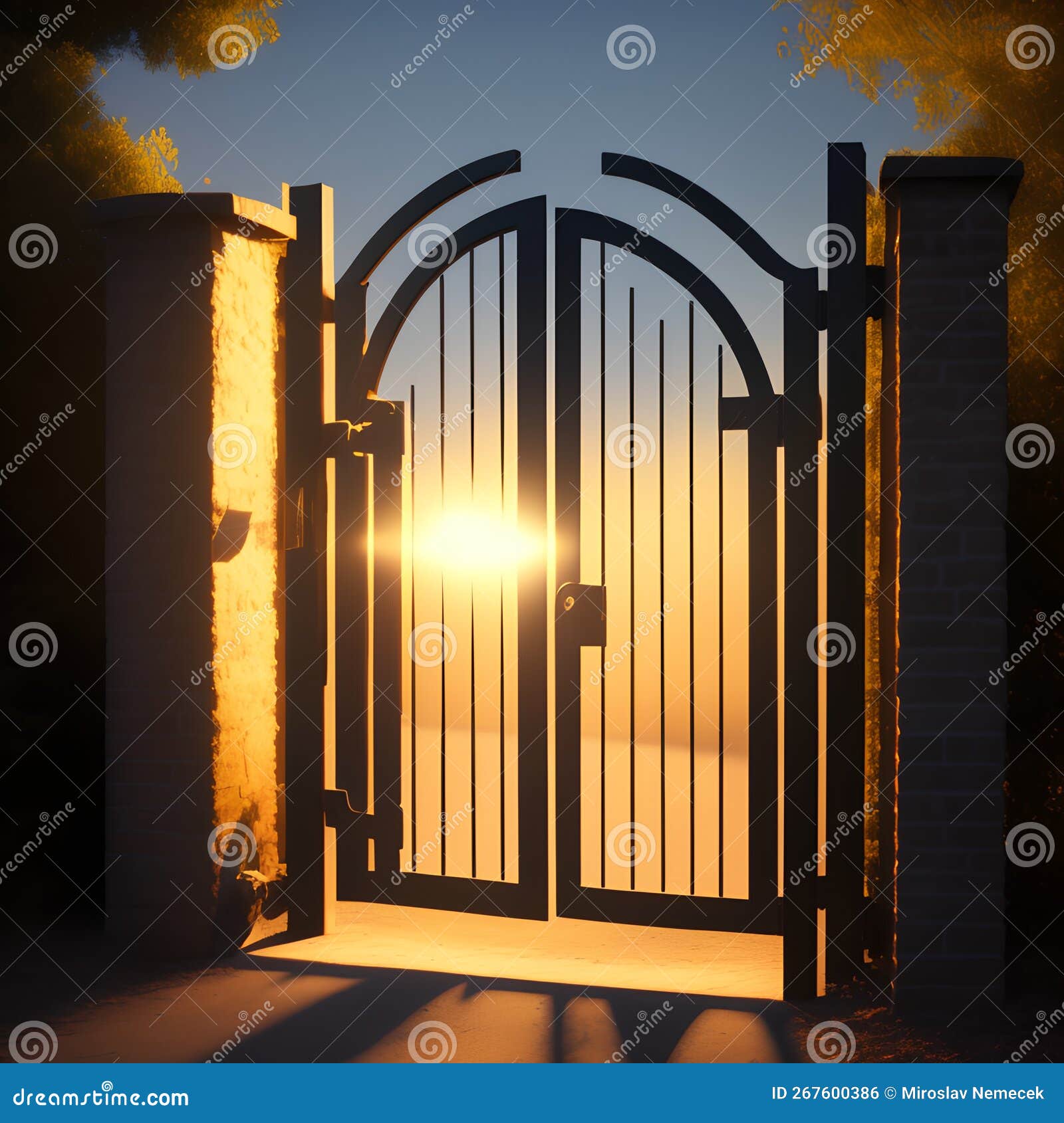 Bright Light Gate, Generative AI Illustration Stock Illustration ...
