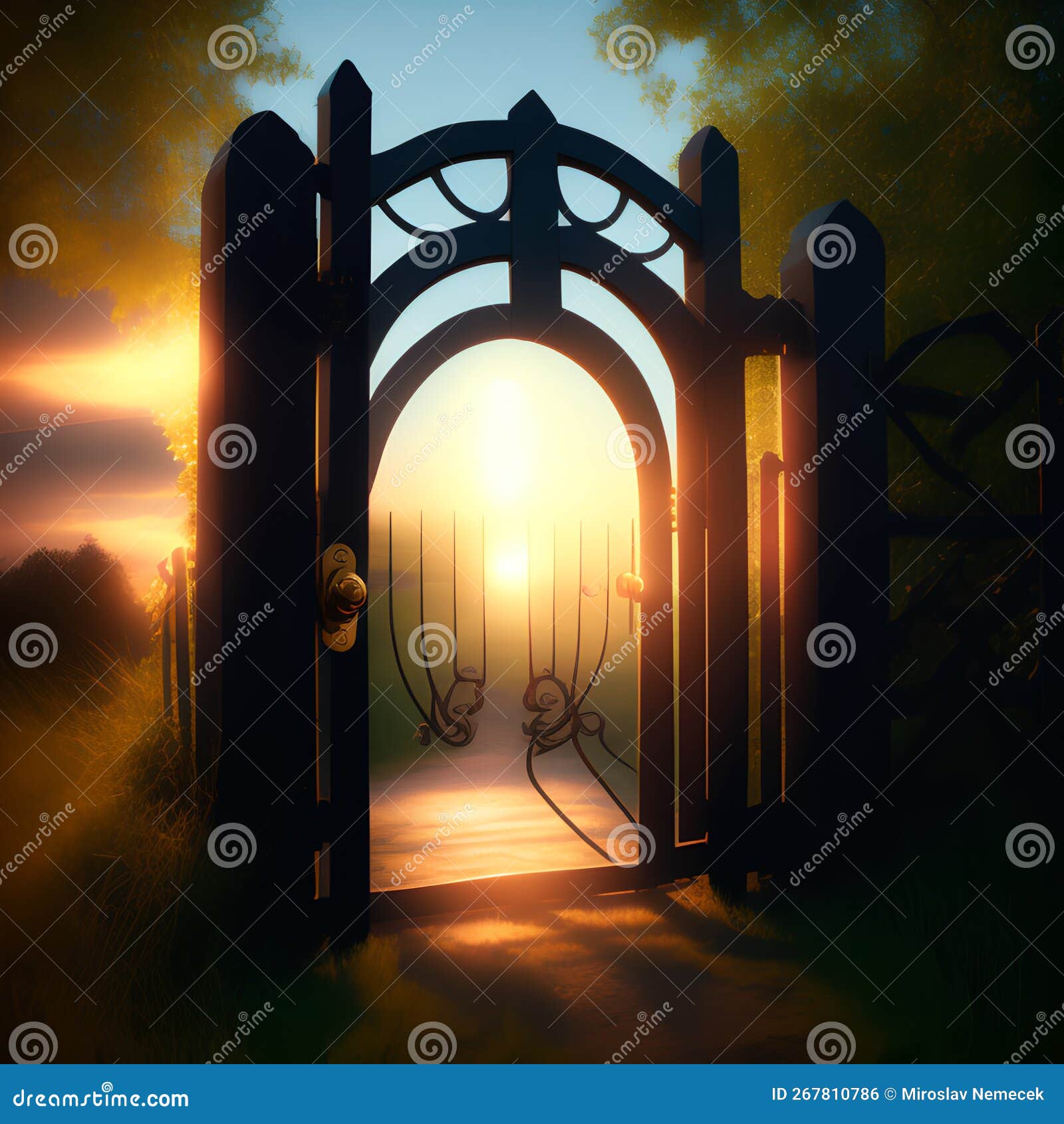 Bright Light Gate, Generative AI Illustration Stock Illustration ...