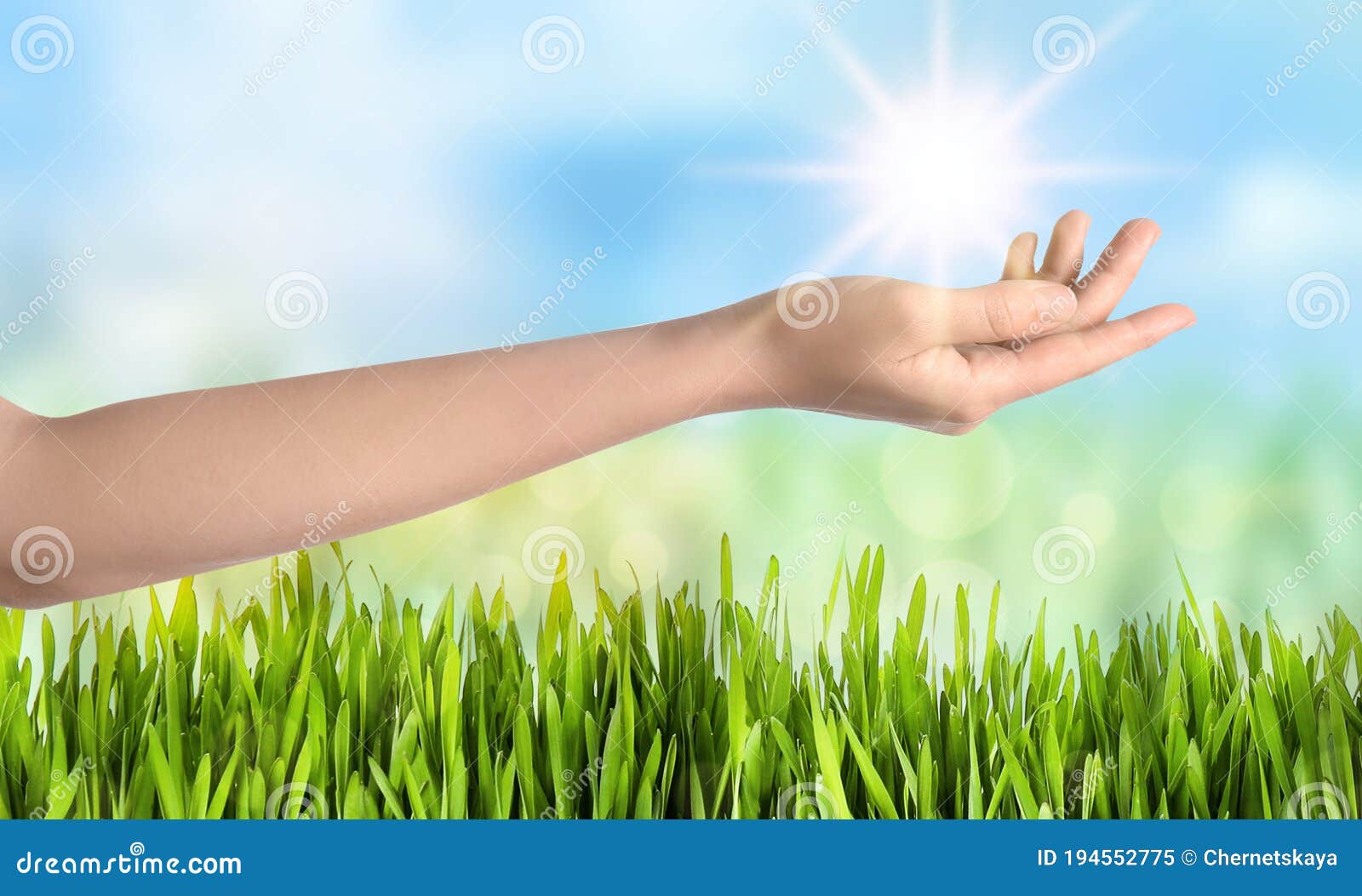 Bright Light in Hand. Solar Energy Concept Stock Image - Image of care ...