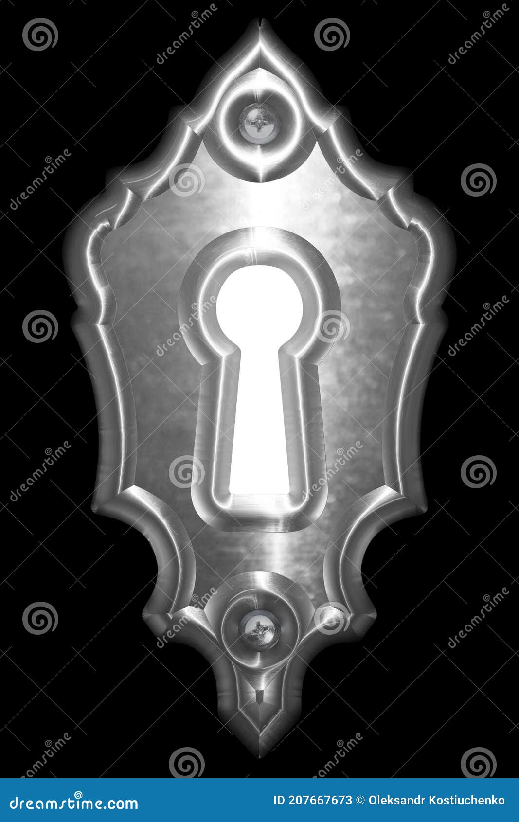 Bright Light in the Keyhole, Decorative Design Element, Metal Surface ...