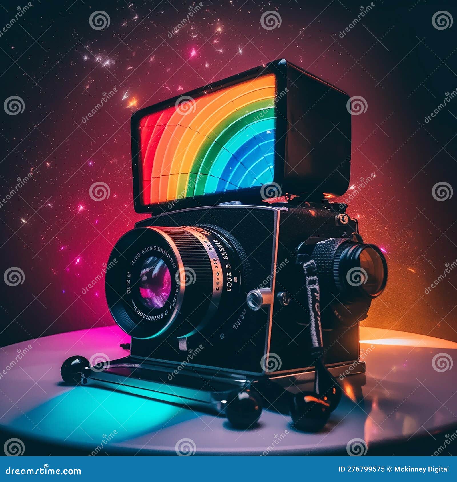 Neon Colored Dreams Camera Concept. Created Using Ai Generative. Stock ...