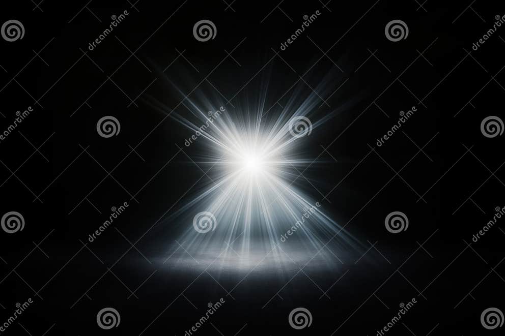 Bright Light Rays Radiate from Center on Dark Background. Dramatic ...