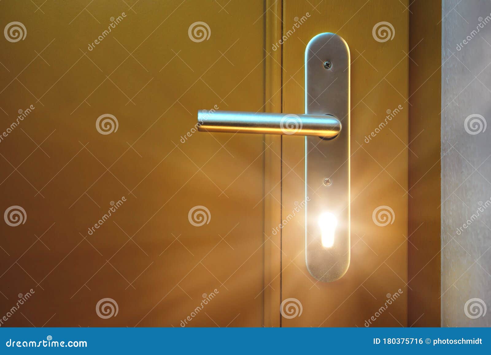 Bright Light Shining through a Keyhole of a Door Stock Photo - Image of ...