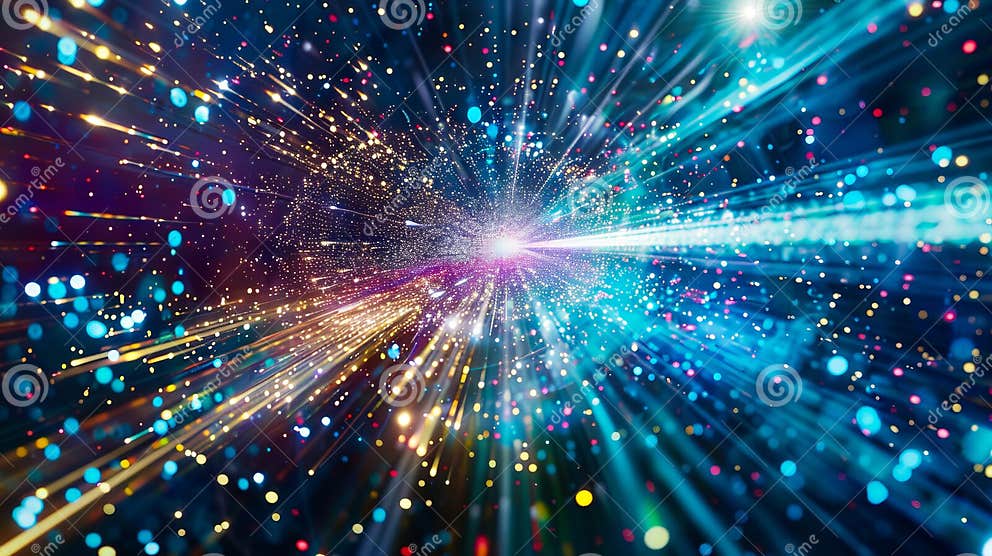 A Bright Light in Space with Stars and Dots Stock Photo - Image of ...