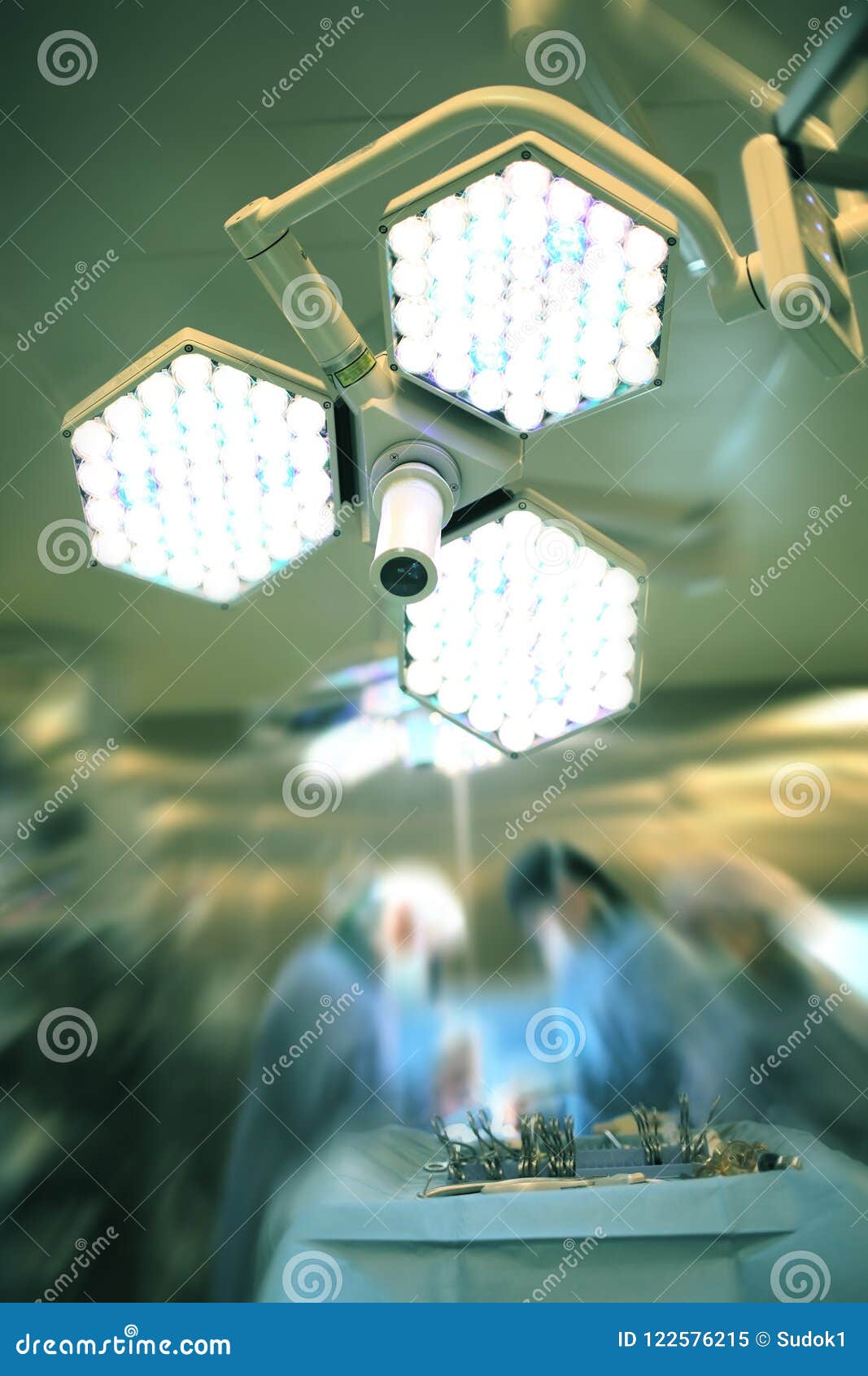 Bright Light in the Surgery Room on the Background of Working Surgical ...