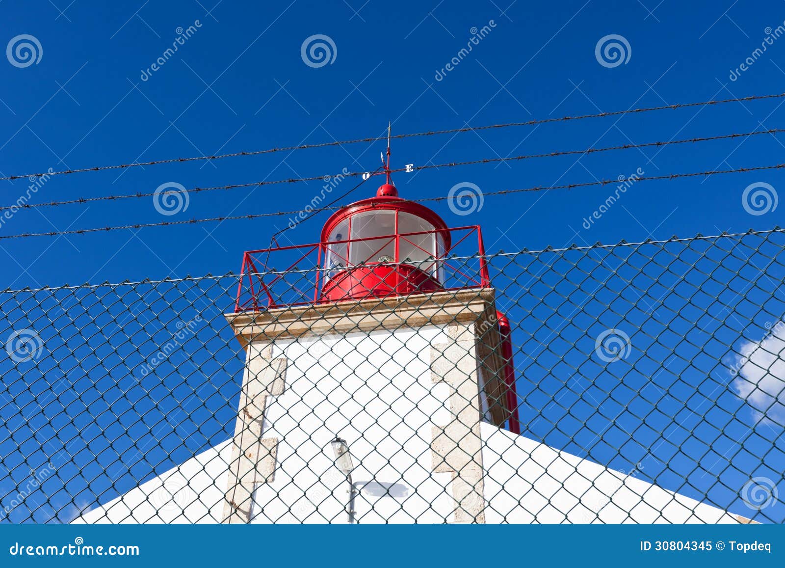 Bright Lighthouse Against Blue Sky Background Stock Image - Image of ...