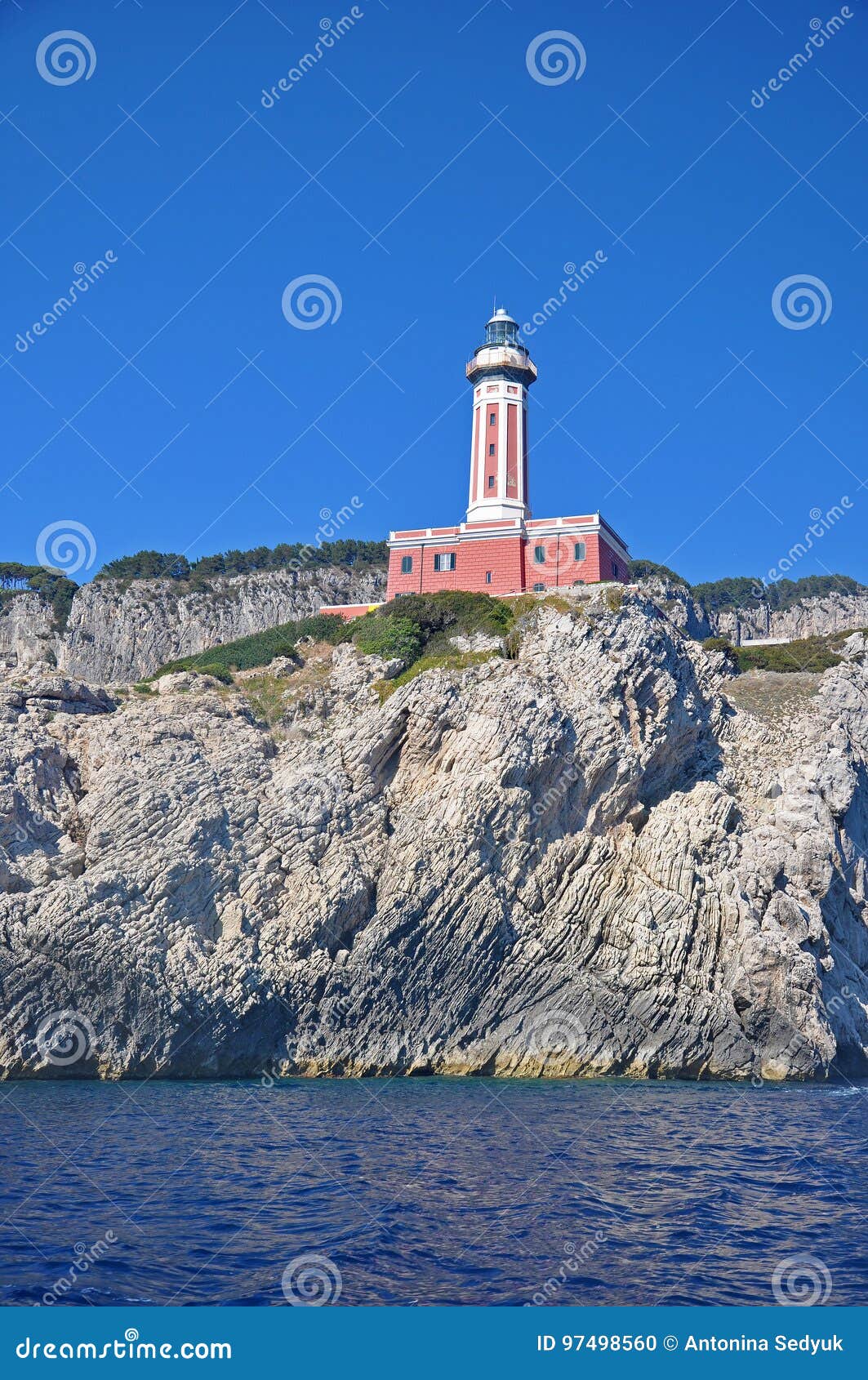 A Bright Lighthouse on the Island of Capri Stock Photo - Image of capri ...
