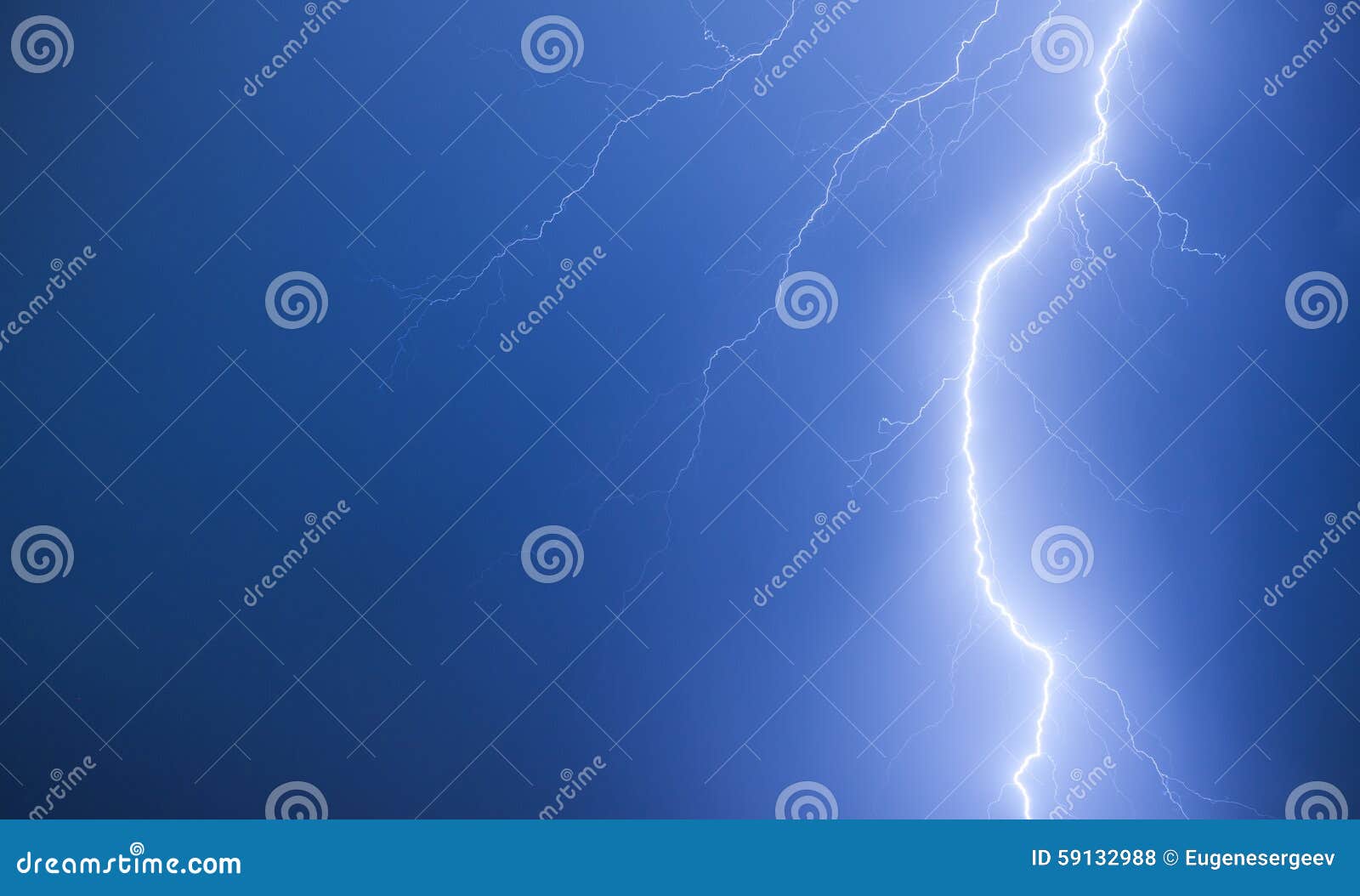 Bright Lightning on a Dark Blue Night Sky Stock Photo - Image of bolt ...
