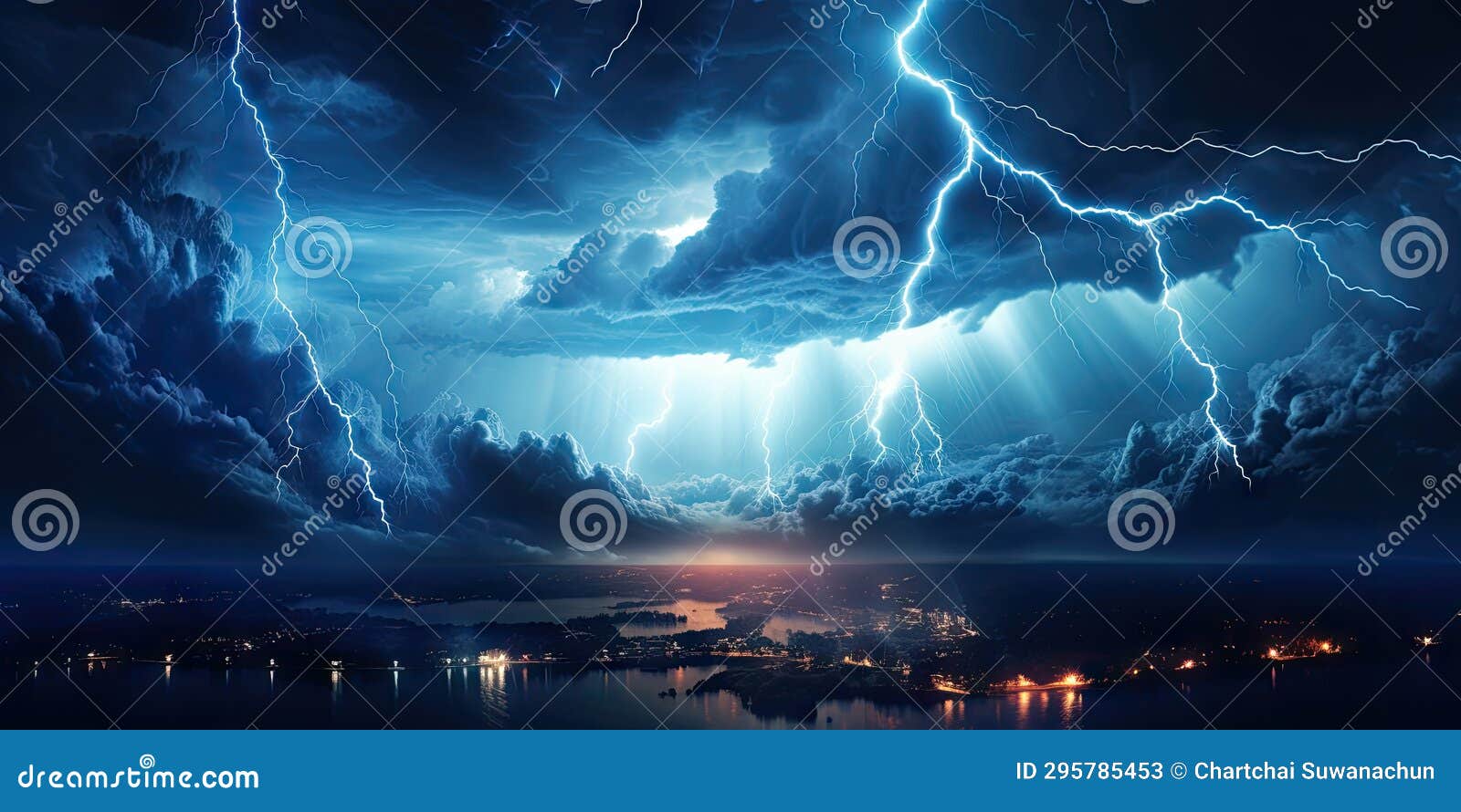 Bright Lightning that Lit Up the Dark Night Sky during an Electrical ...
