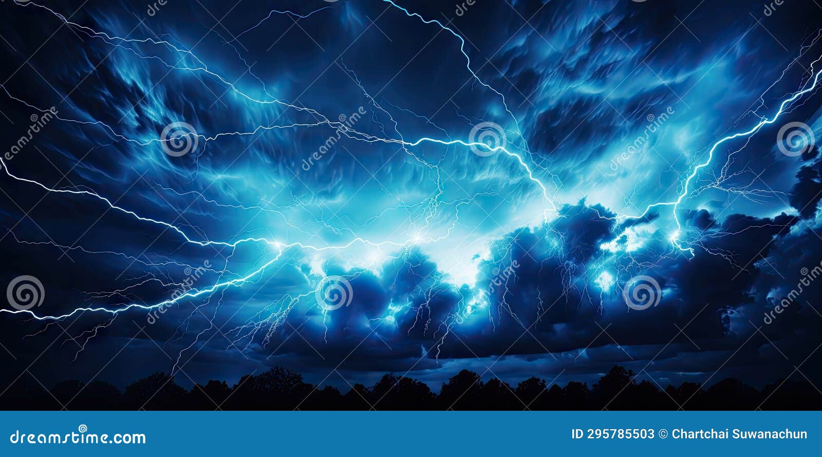 Bright Lightning that Lit Up the Dark Night Sky during an Electrical ...