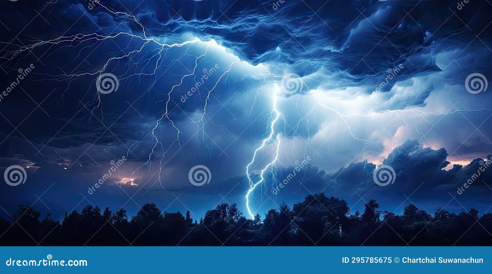 Bright Lightning that Lit Up the Dark Night Sky during an Electrical ...