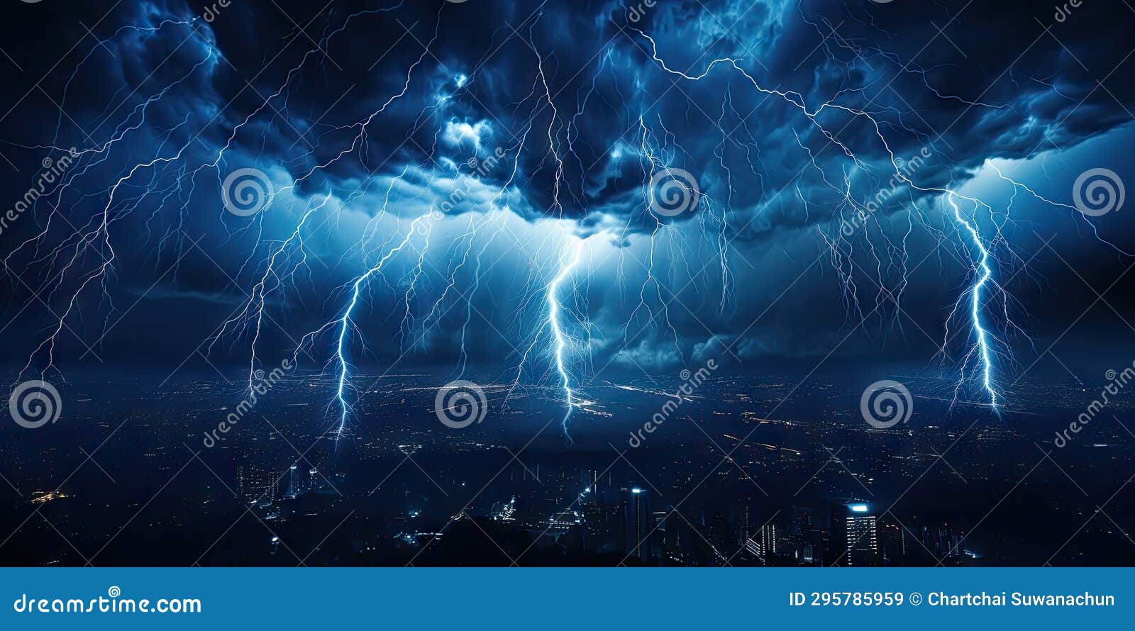 Bright Lightning that Lit Up the Dark Night Sky during an Electrical ...