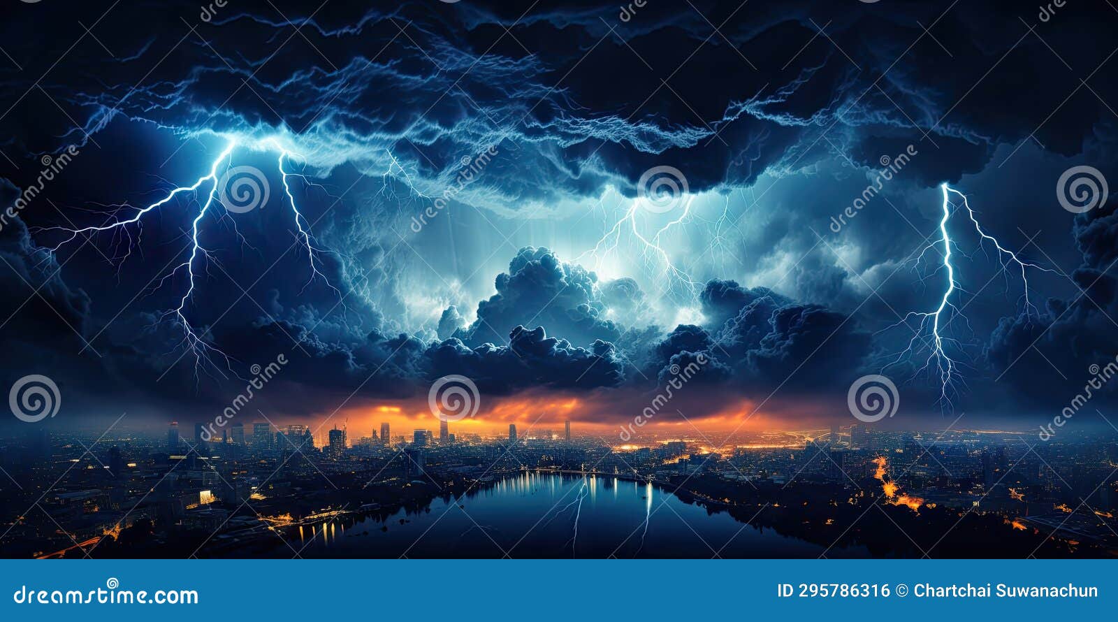 Bright Lightning that Lit Up the Dark Night Sky during an Electrical ...