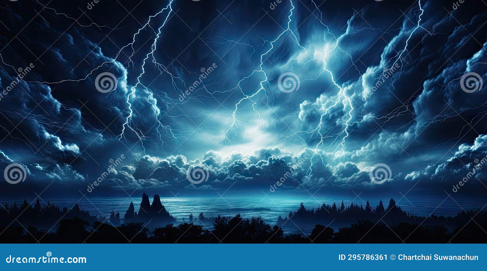 Bright Lightning that Lit Up the Dark Night Sky during an Electrical ...