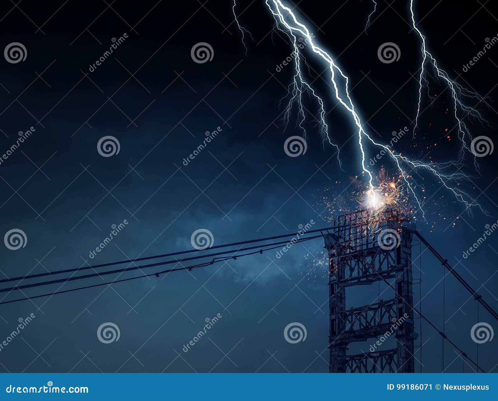 Bright lightning from sky stock image. Image of clouds - 99186071