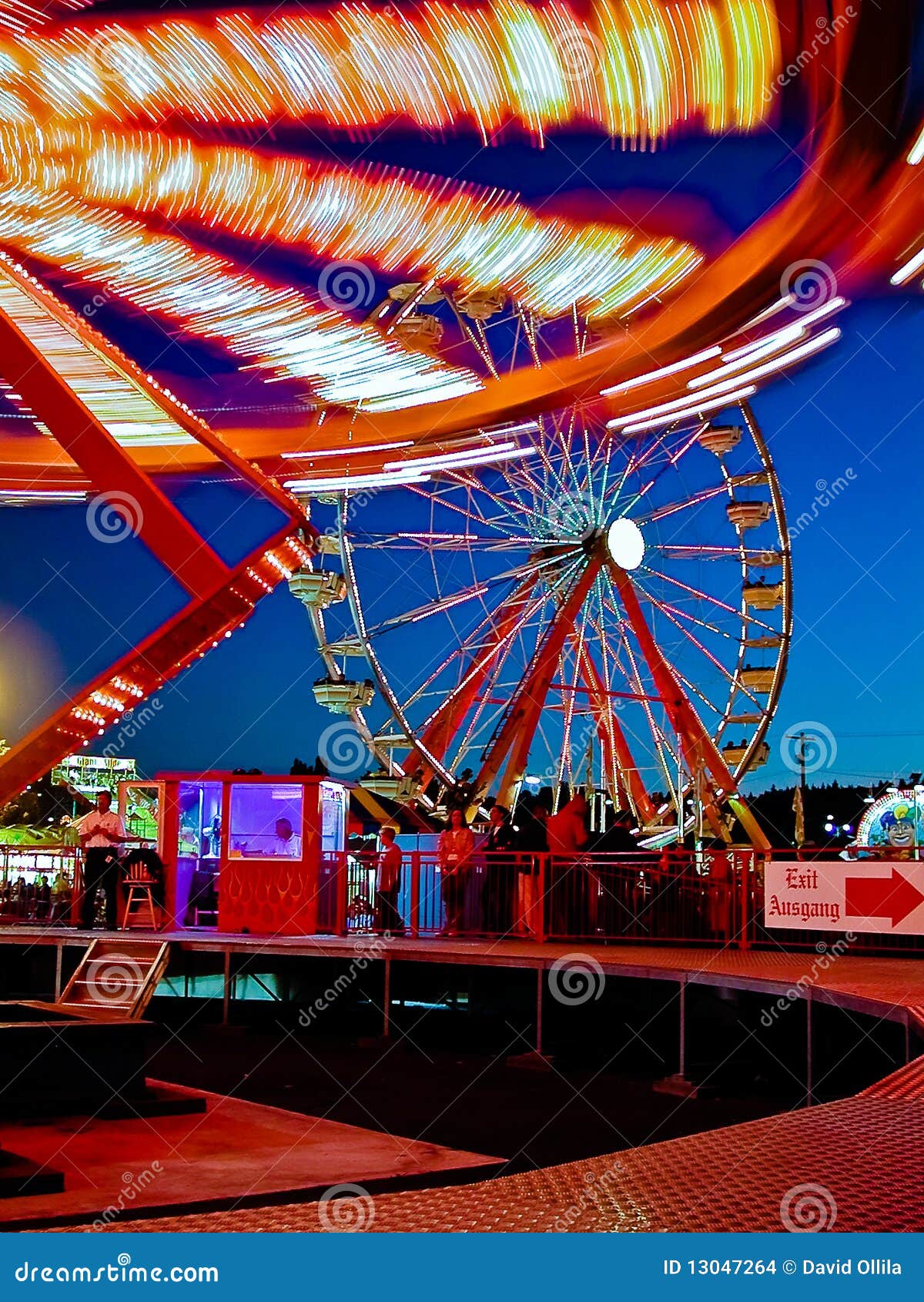 Bright Lights on Rides at Amusement Park Editorial Stock Image - Image ...
