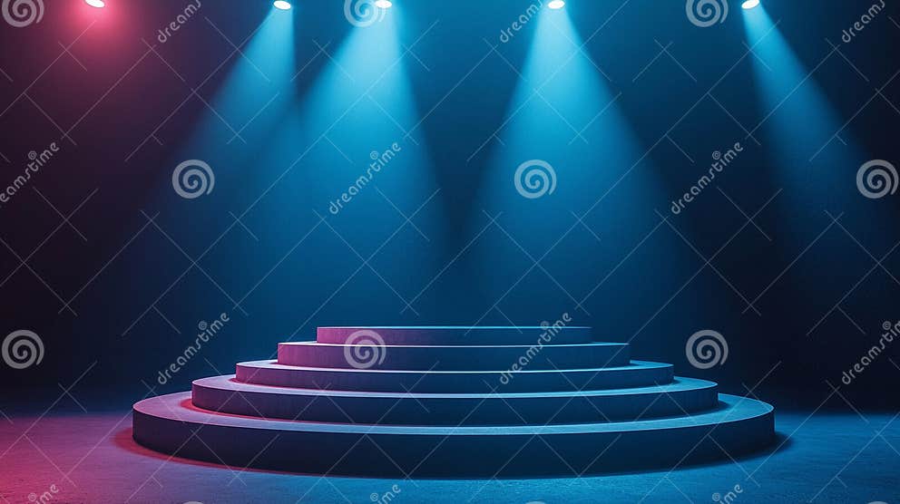 Spotlight Illuminating a Circular Platform in a Darkened Performance ...