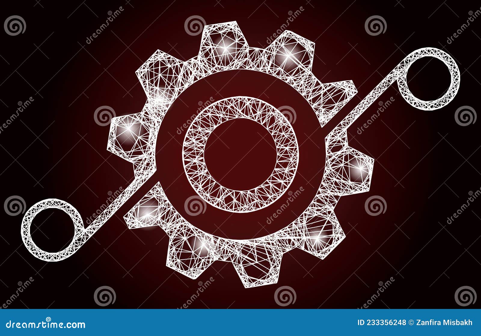 Bright Linear Mesh Cog Solution with Lightspots Stock Vector ...