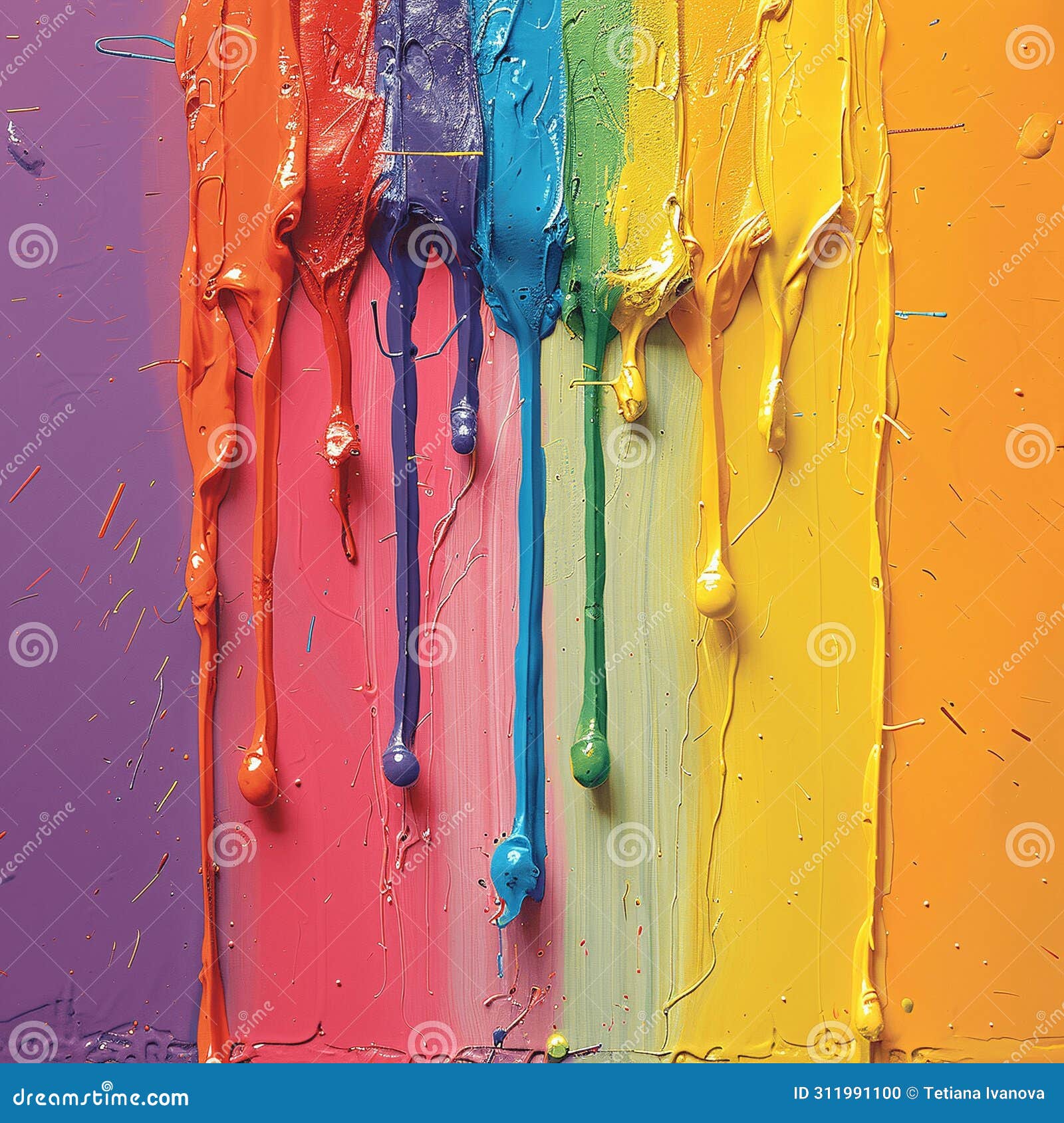 Bright, Lively Canvas with Rainbow-colored Drips. Stock Illustration ...