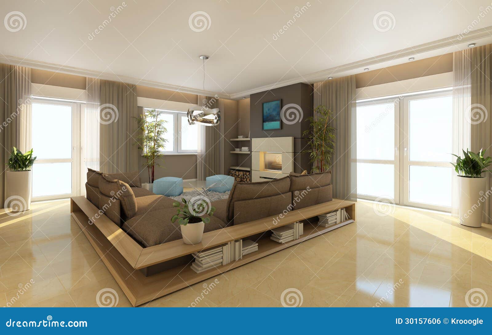 Bright Living Area stock illustration. Illustration of design - 30157606