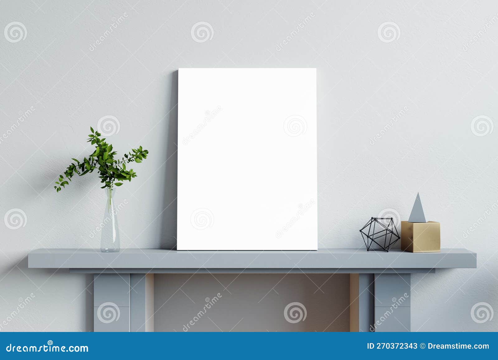 Bright Living Room Interior with Wall Installation and Empty Mock Up ...