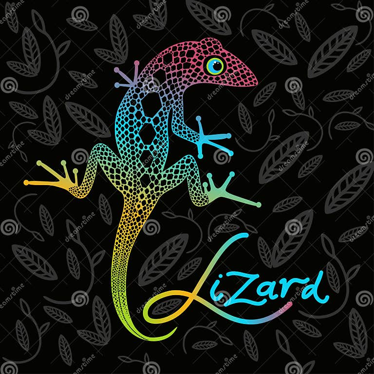 Bright Lizard on a Dark Background Stock Vector - Illustration of ...
