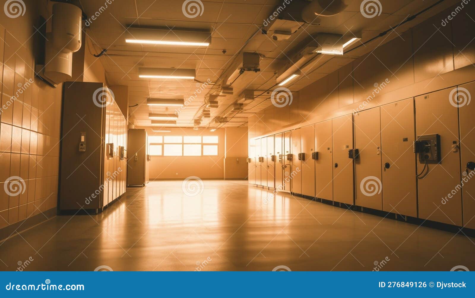 Bright Locker Room with Metal Gym Equipment Generated by AI Stock ...
