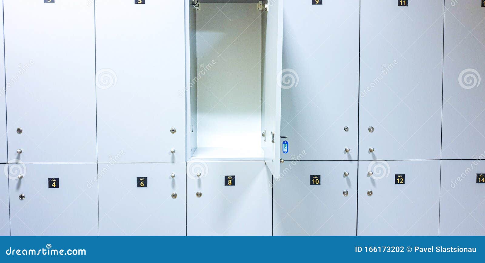 Bright Lockers for Clothes Located in Two Rows on the Wall Stock Photo ...