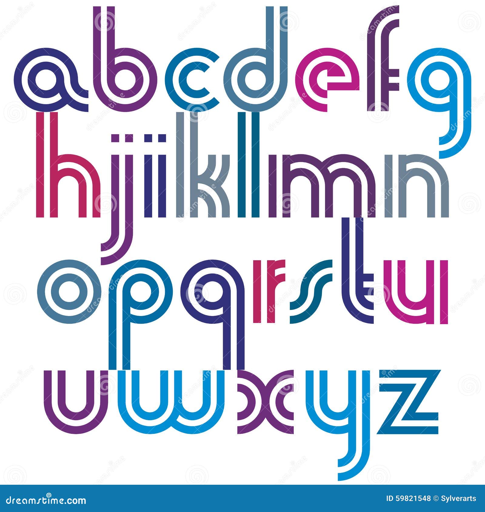 Bright Lowercase Letters with Rounded Corners Stock Vector ...
