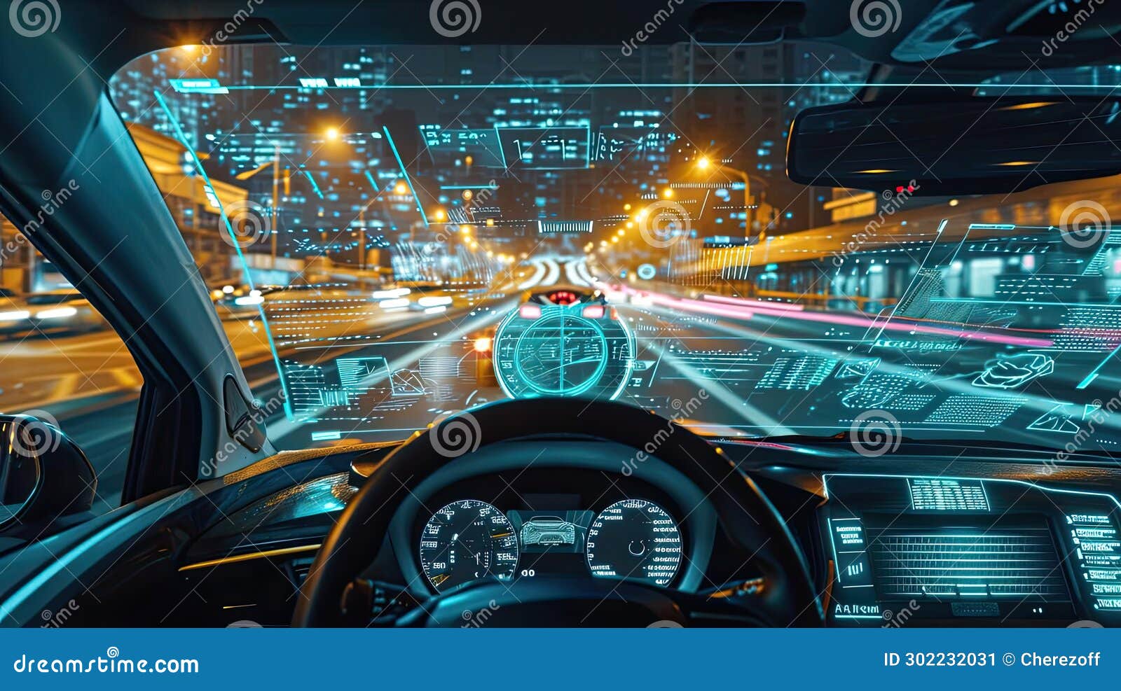 Bright Luminous Interior of a Modern Car Stock Illustration ...
