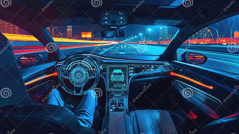 Bright Luminous Interior of a Modern Car Stock Photo - Image of ...