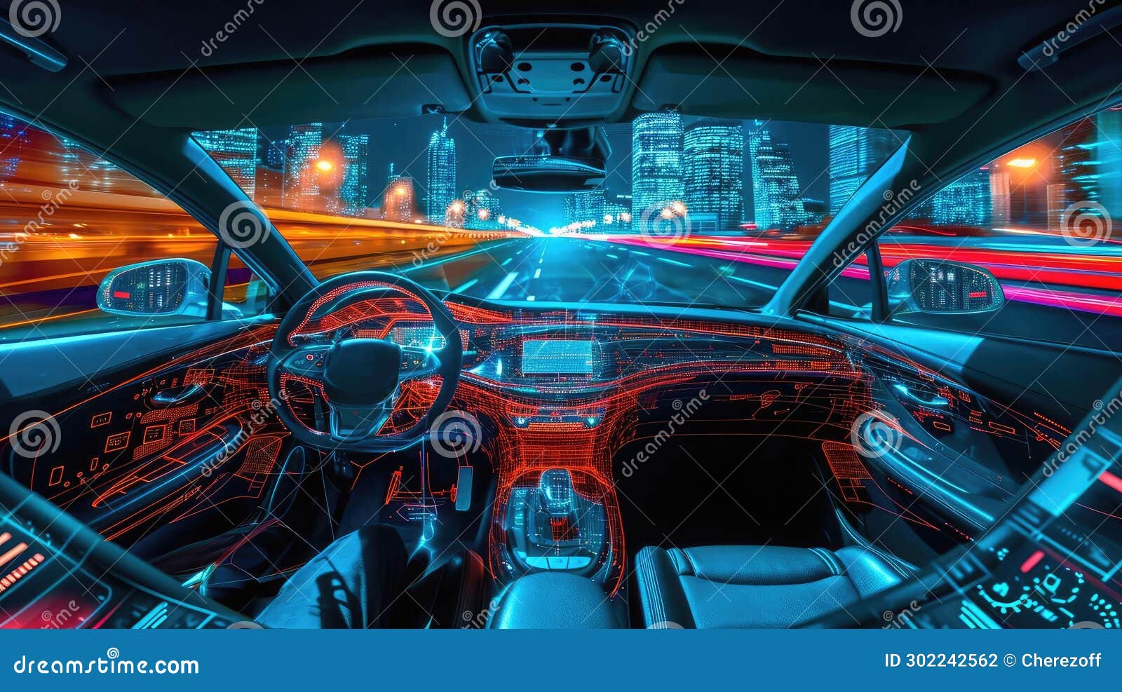 Bright Luminous Interior of a Modern Car Stock Illustration ...