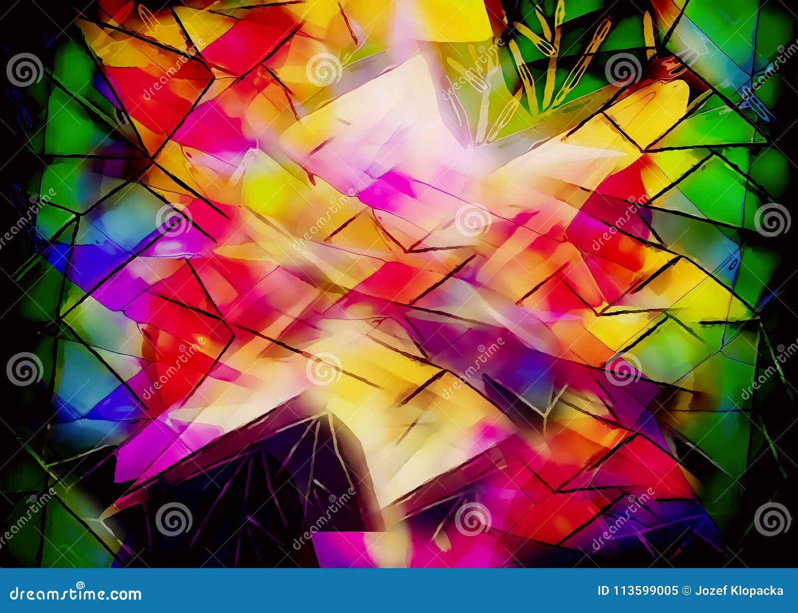 Bright Luminous Mosaic with Stained Glass Effect. Stock Image - Image ...