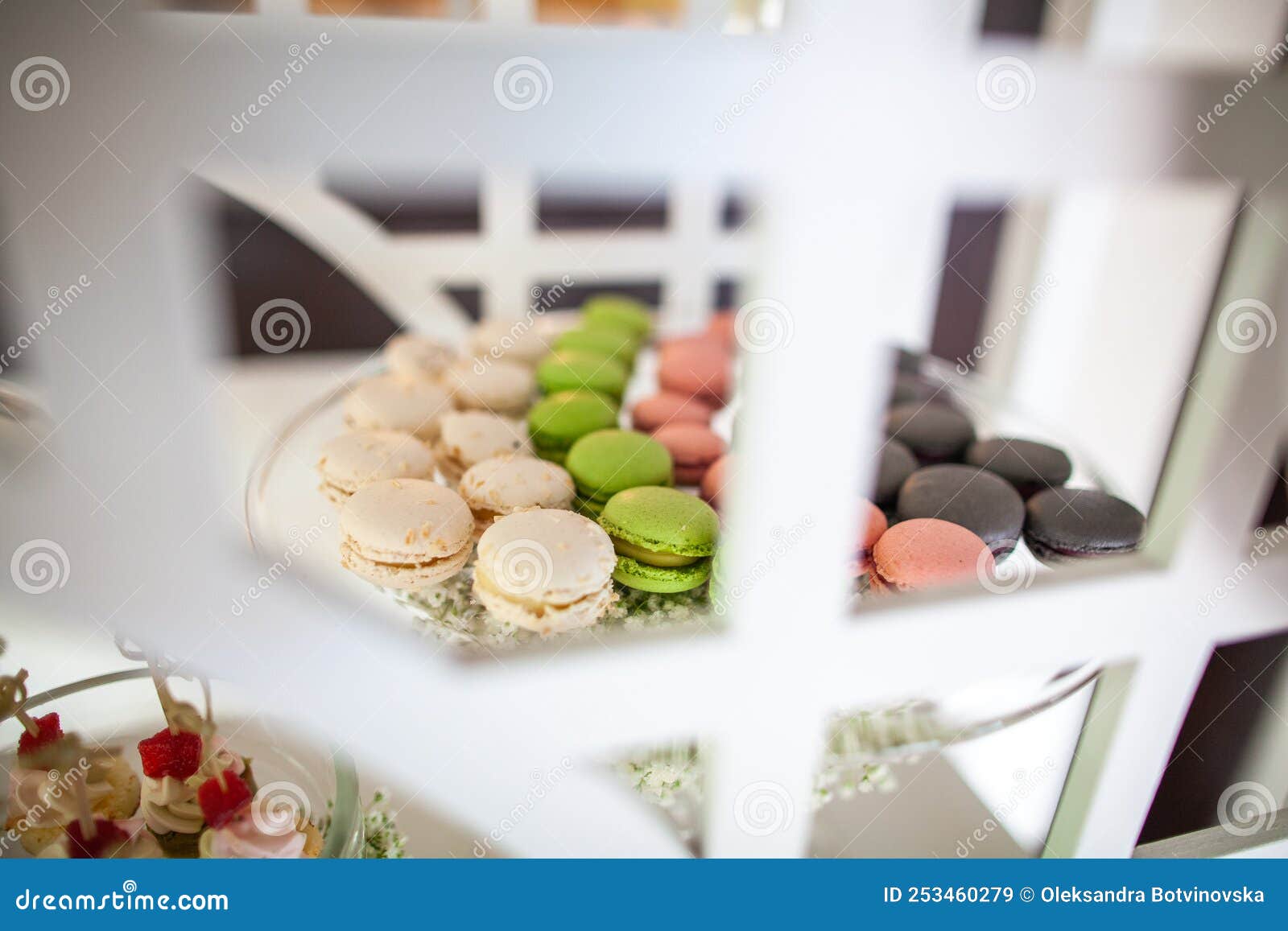 Bright Macaroons in a Plate on the Wedding Table Stock Image - Image of ...