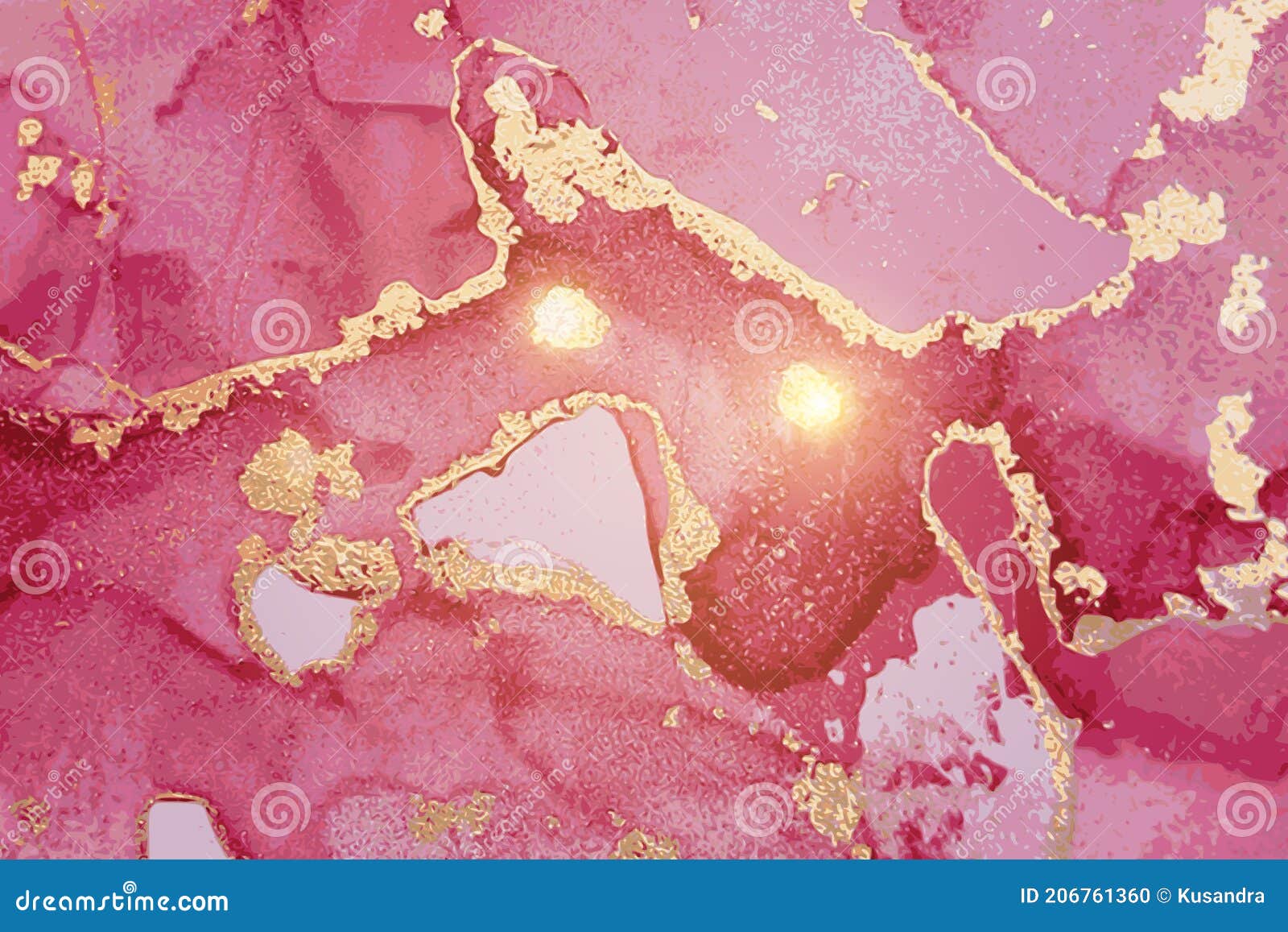 Bright Magenta, and Gold Pattern with Marble Texture. Alcohol Ink ...