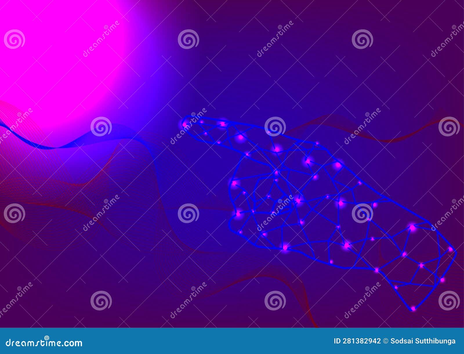Abstract Background Hand Identified Intelligence Digital Glowing ...