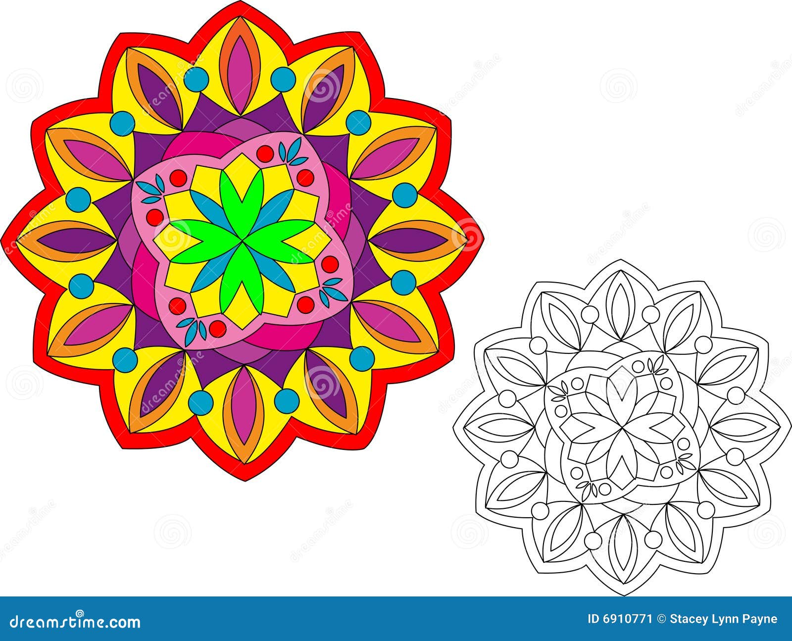 Bright Mandala - 1 stock vector. Illustration of drawing - 6910771