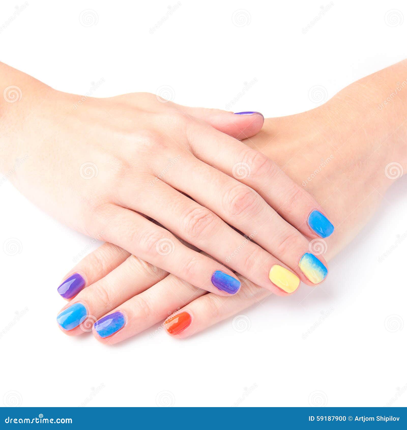 Bright Manicure Hands on White Background Stock Photo - Image of clear ...