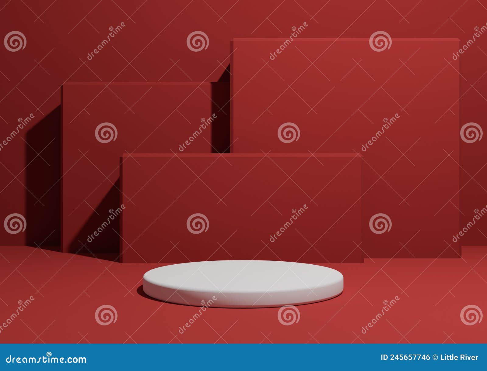 Bright Maroon, Dark Red, 3D Render of a Simple, Minimal Product Display ...