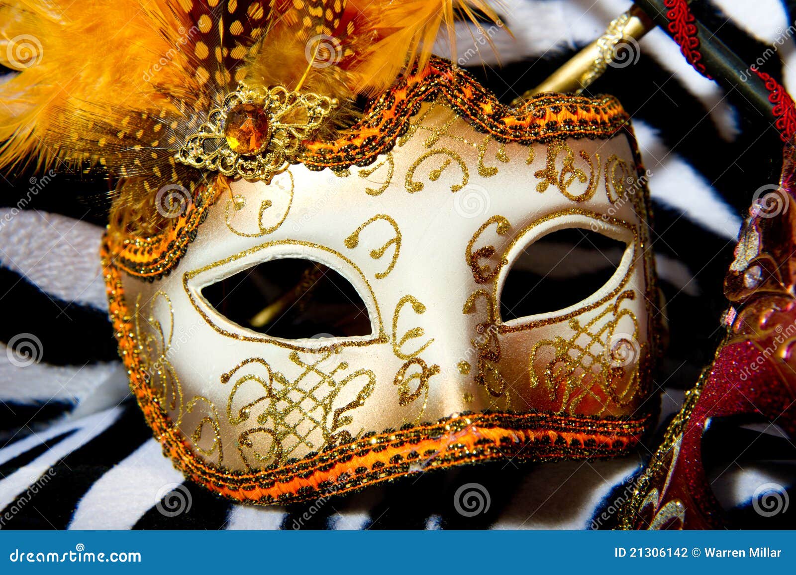 Bright Masquerade Masks on Retro Chair Stock Photo - Image of ...