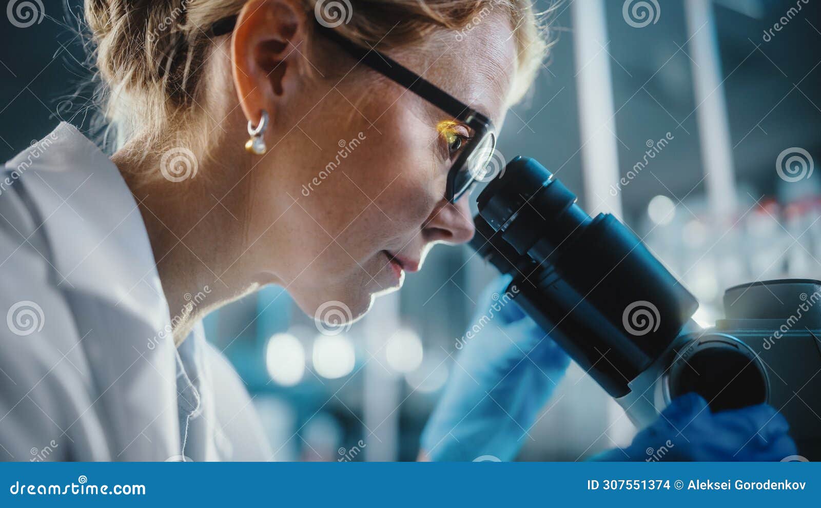 In Bright Medical Science Laboratory: Beautiful Microbiologist Wearing ...