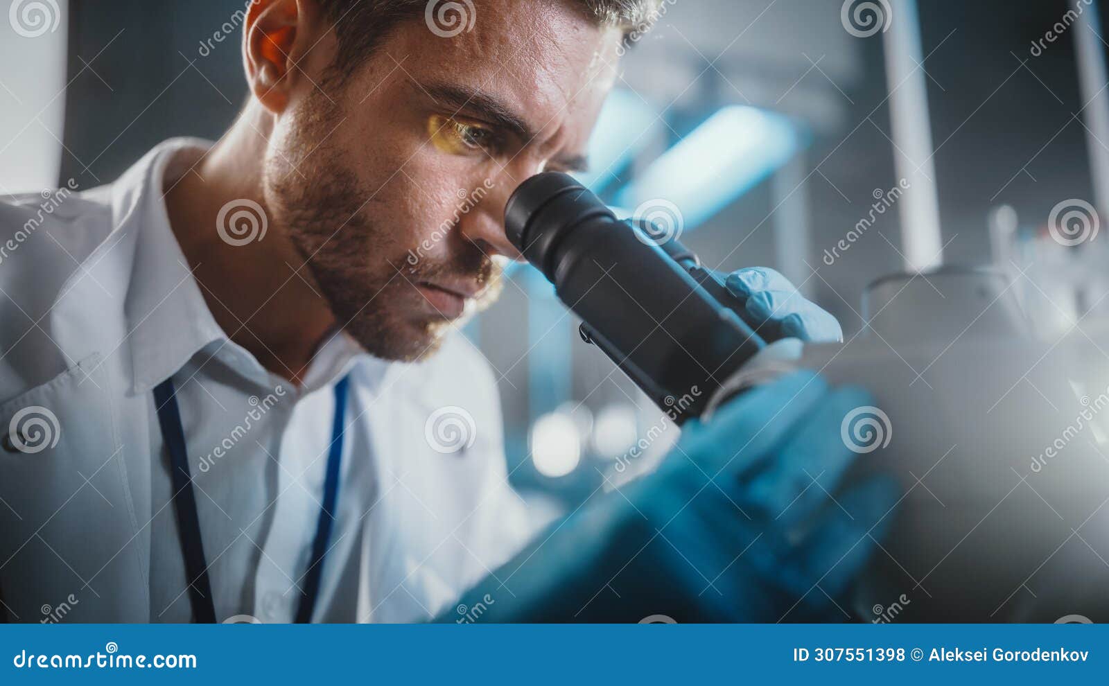 In Bright Medical Science Laboratory: Portrait Of Handsome ...