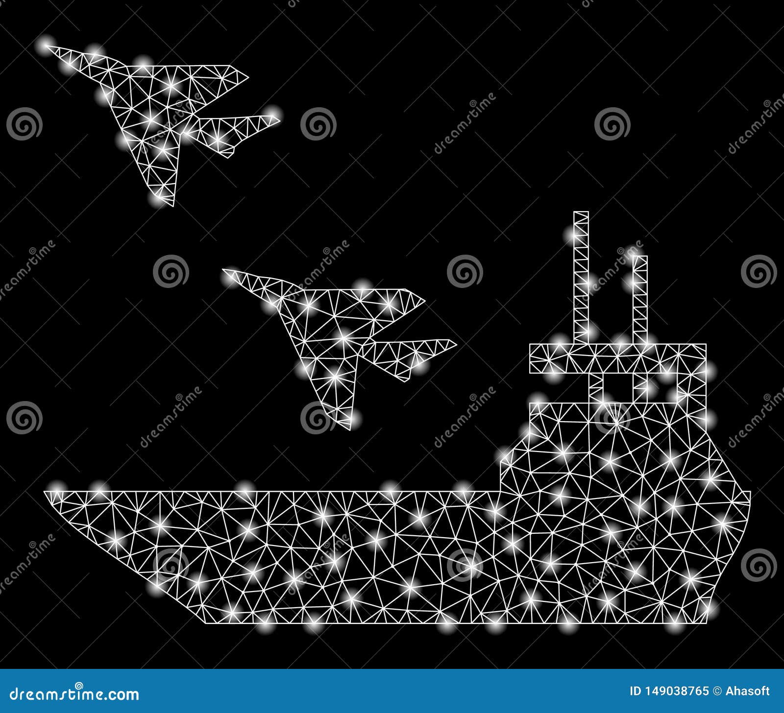 Bright Mesh 2D Aircraft Carrier with Flare Spots Stock Vector ...