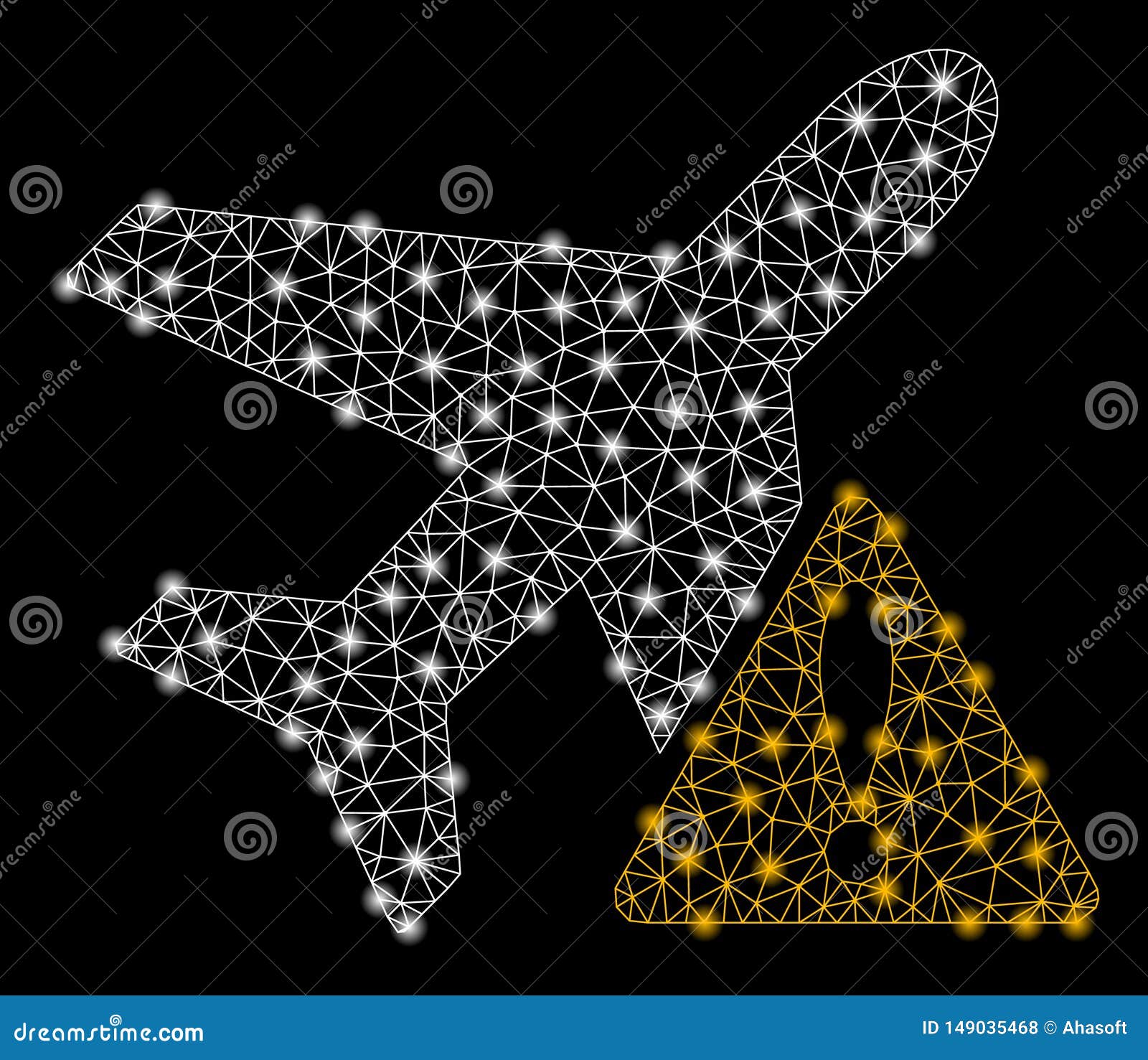 Bright Mesh Wire Frame Aircraft Warning with Light Spots Stock Vector ...