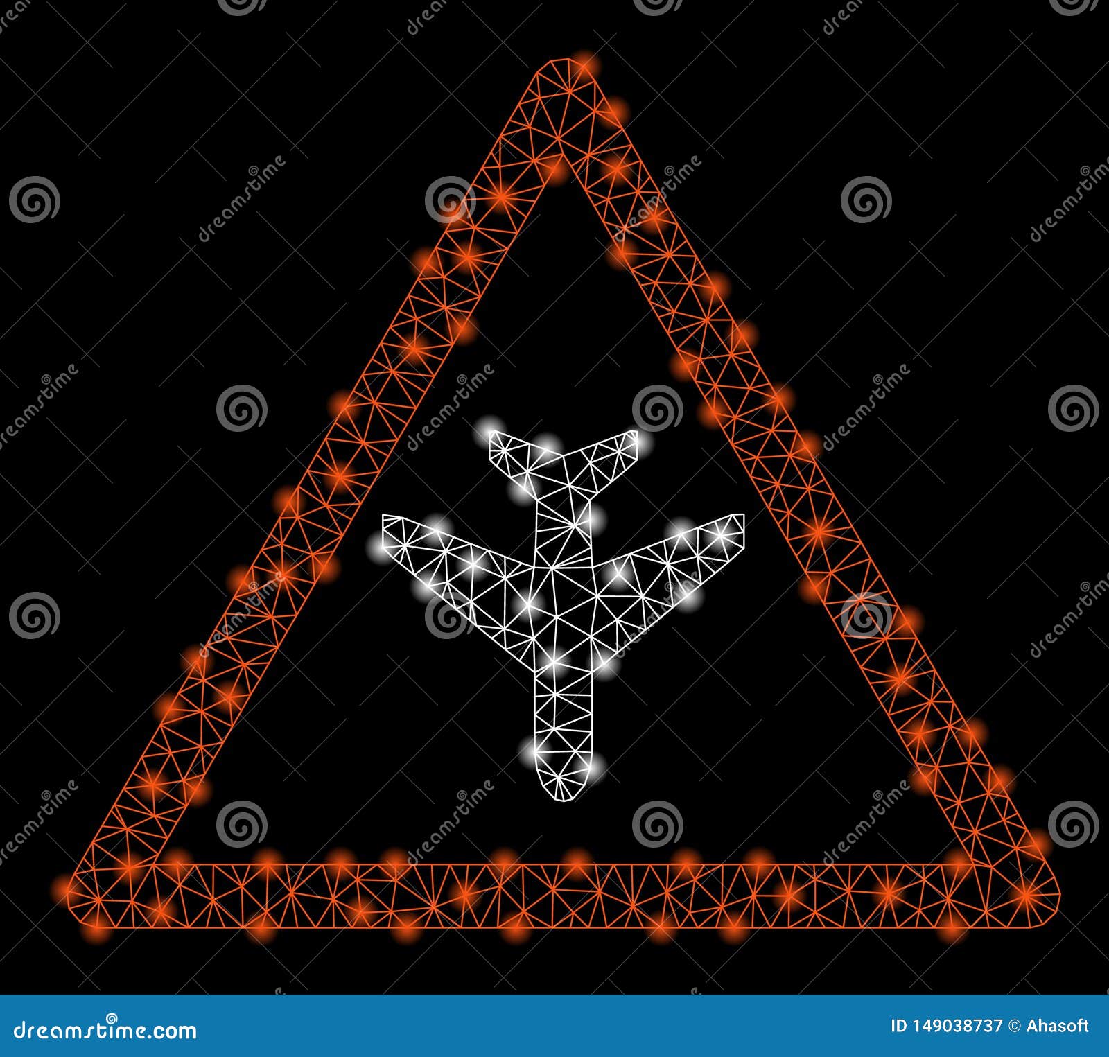 Bright Mesh Wire Frame Airplane Warning with Flash Spots Stock Vector ...